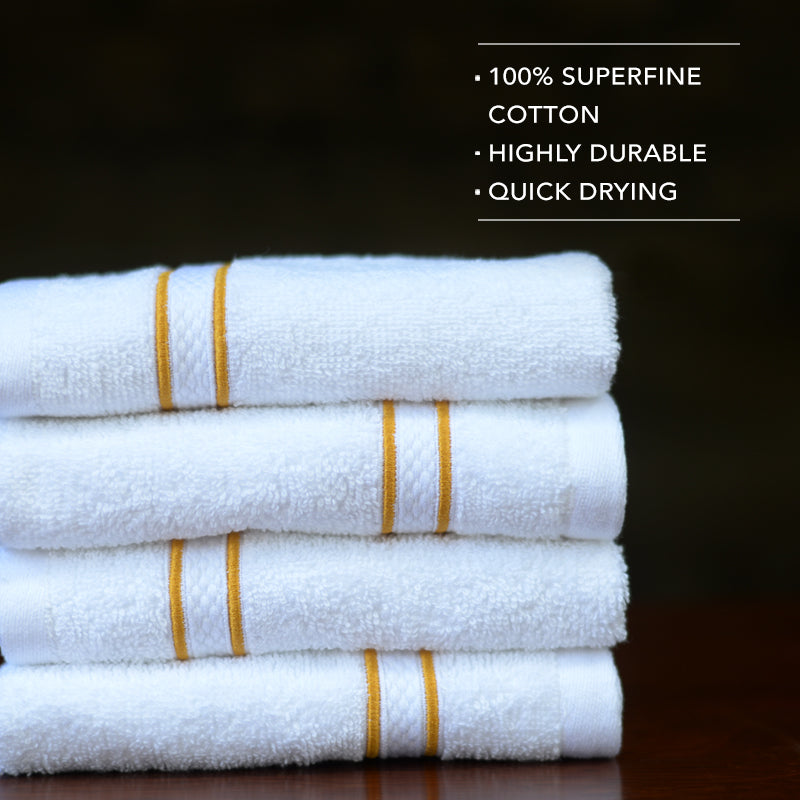 Yellow Cording White Face Towels - Set of 4 — Petal Home